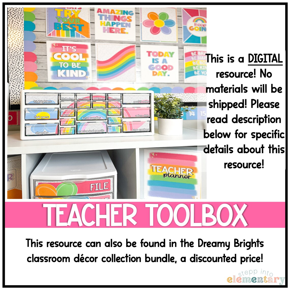 Dreamy Brights Teacher Toolbox Labels Classroom Organization - Etsy