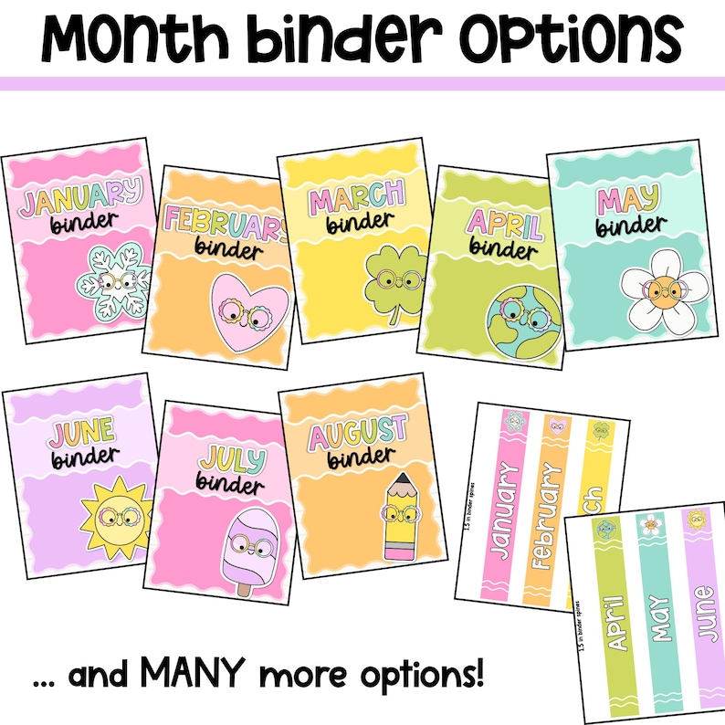 Cutesy Brights Binder Covers & Spines | Editable | Pastel+ Bright ...