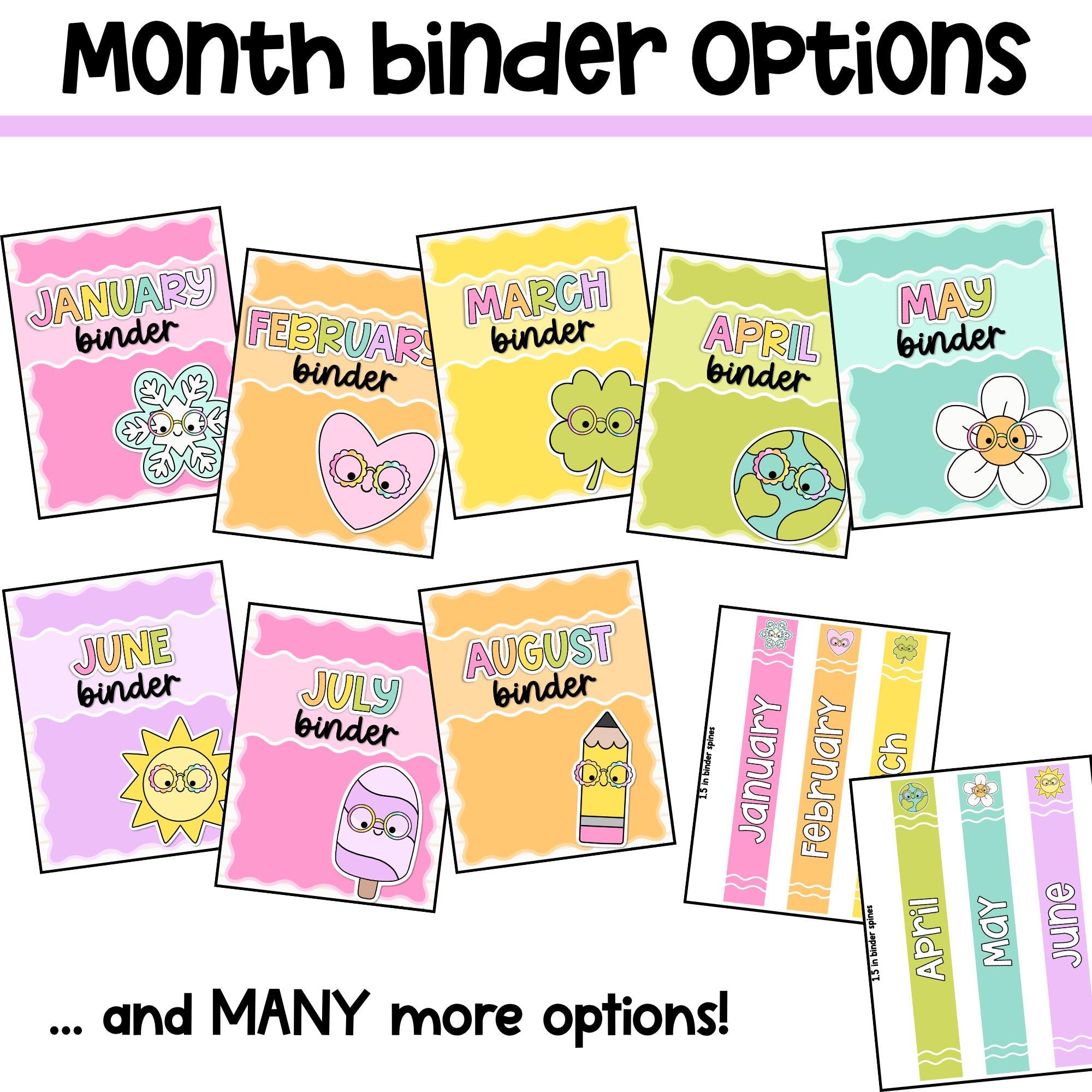 Cutesy Brights Binder Covers & Spines | Editable | Pastel+ Bright ...