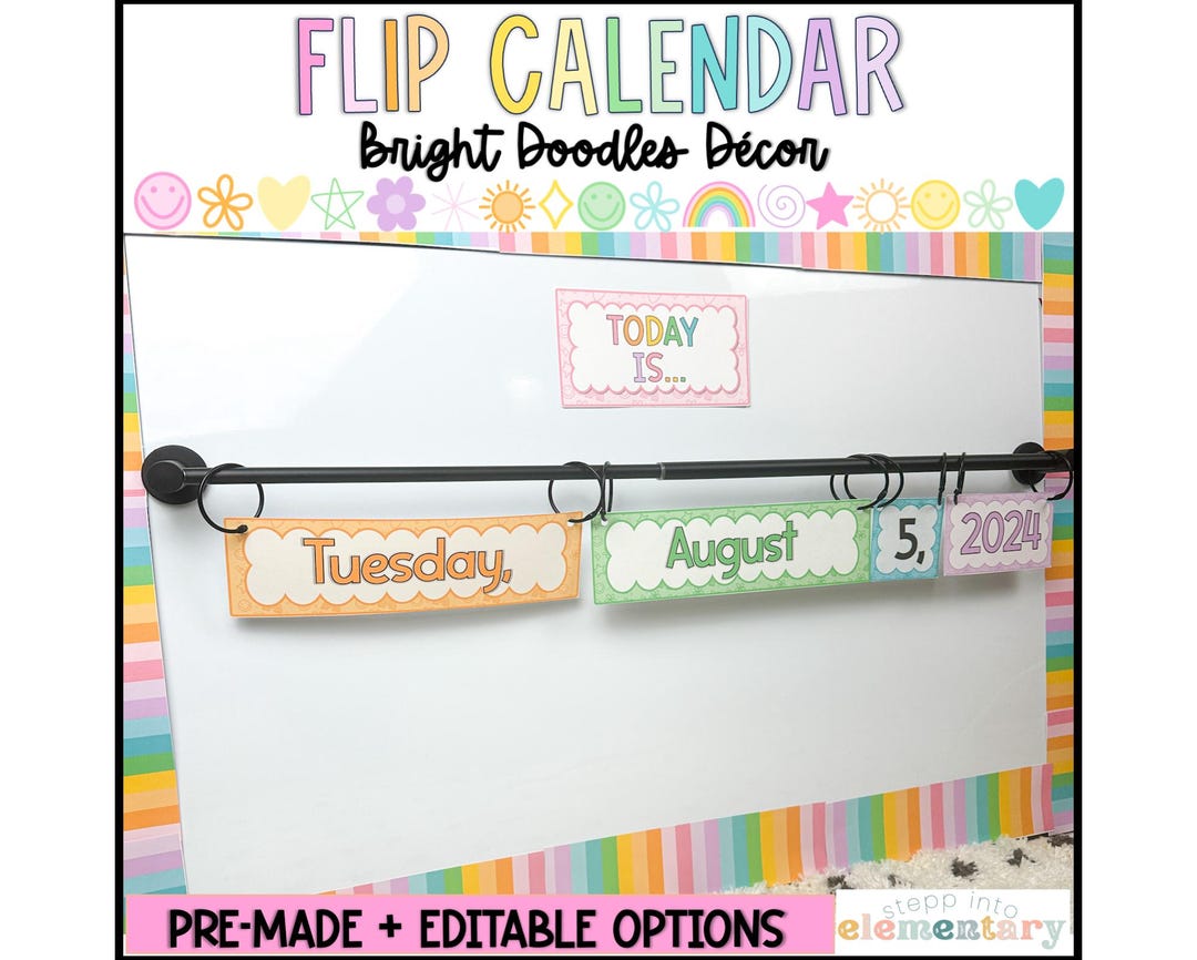 Bright Doodles Flip Calendar | Classroom Resources | Trendy + Simple ...