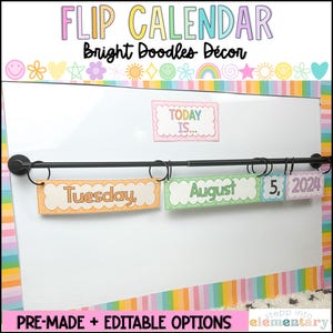 Bright Doodles Flip Calendar | Classroom Resources | Trendy + Simple ...