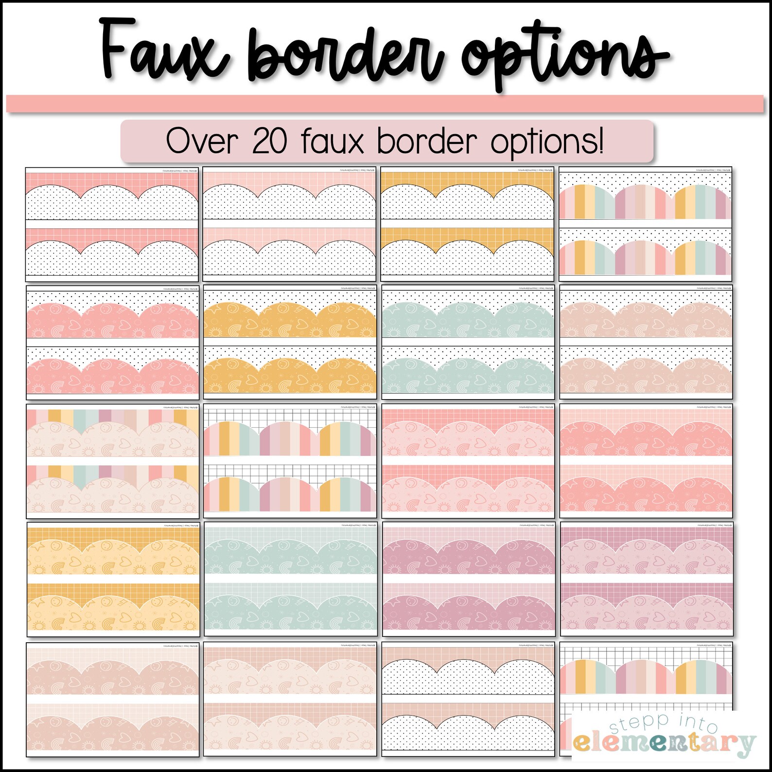 Pastel Doodles Bulletin Board Border Set | Pastel Classroom Decor ...