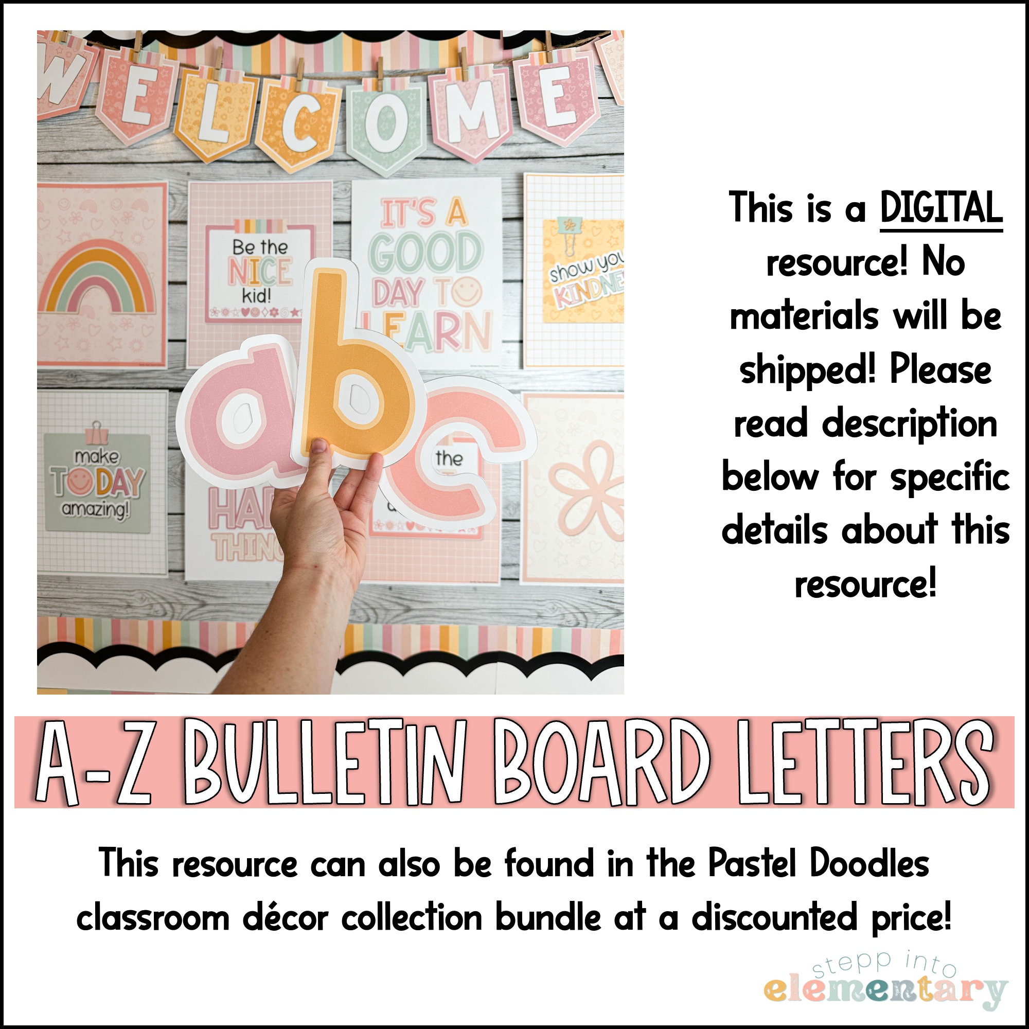 Pastel Doodles Bulletin Board Letters A-Z (digital Download) - Etsy