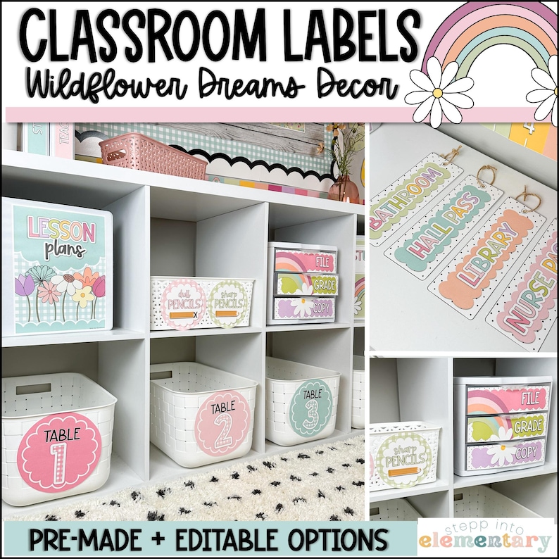 Wildflower Dreams Classroom Labels Set | Teacher Organization | Trendy ...
