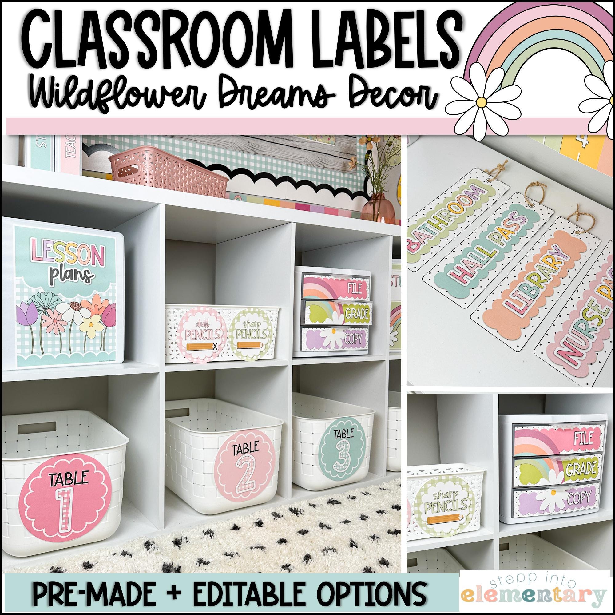 Wildflower Dreams Classroom Labels Set | Teacher Organization | Trendy ...