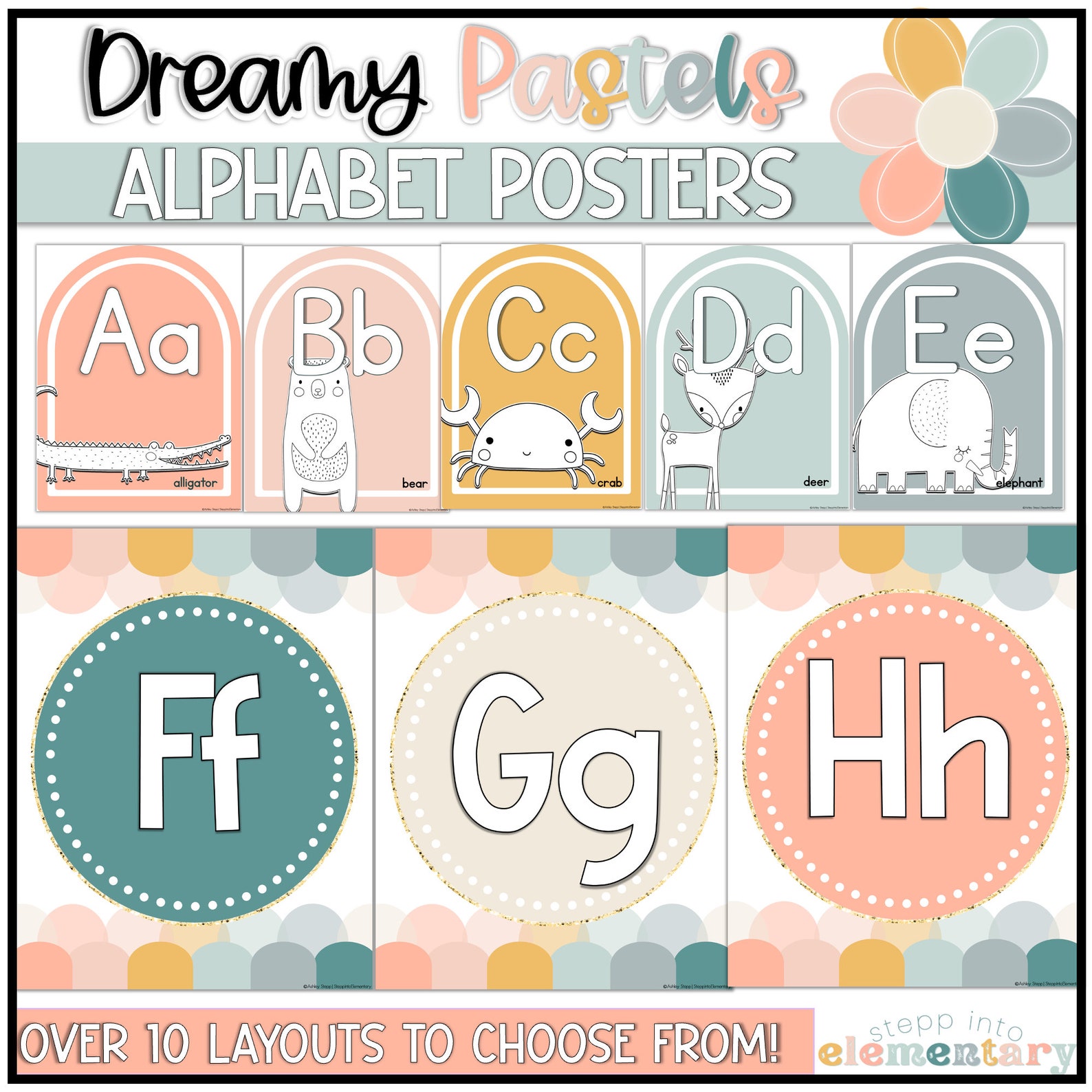 Dreamy Pastels Alphabet Posters Print Cursive Alphabet - Etsy