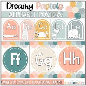 Dreamy Pastels Alphabet Posters | Print + Cursive Alphabet | Editable ...