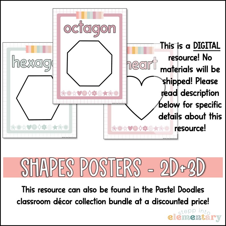 Pastel Doodles Shape Posters | 2D 3D Math Decor (digital Download) - Etsy