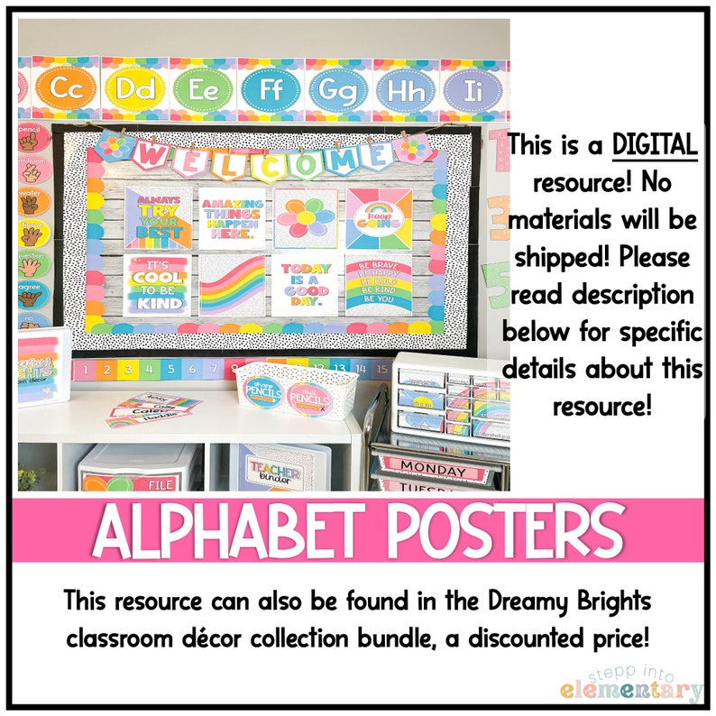 Dreamy Brights Alphabet Posters Print Cursive Alphabet - Etsy