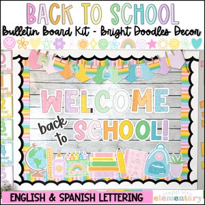 Back to School Bulletin Board Kit | Bright Doodles Decor | Bulletin ...