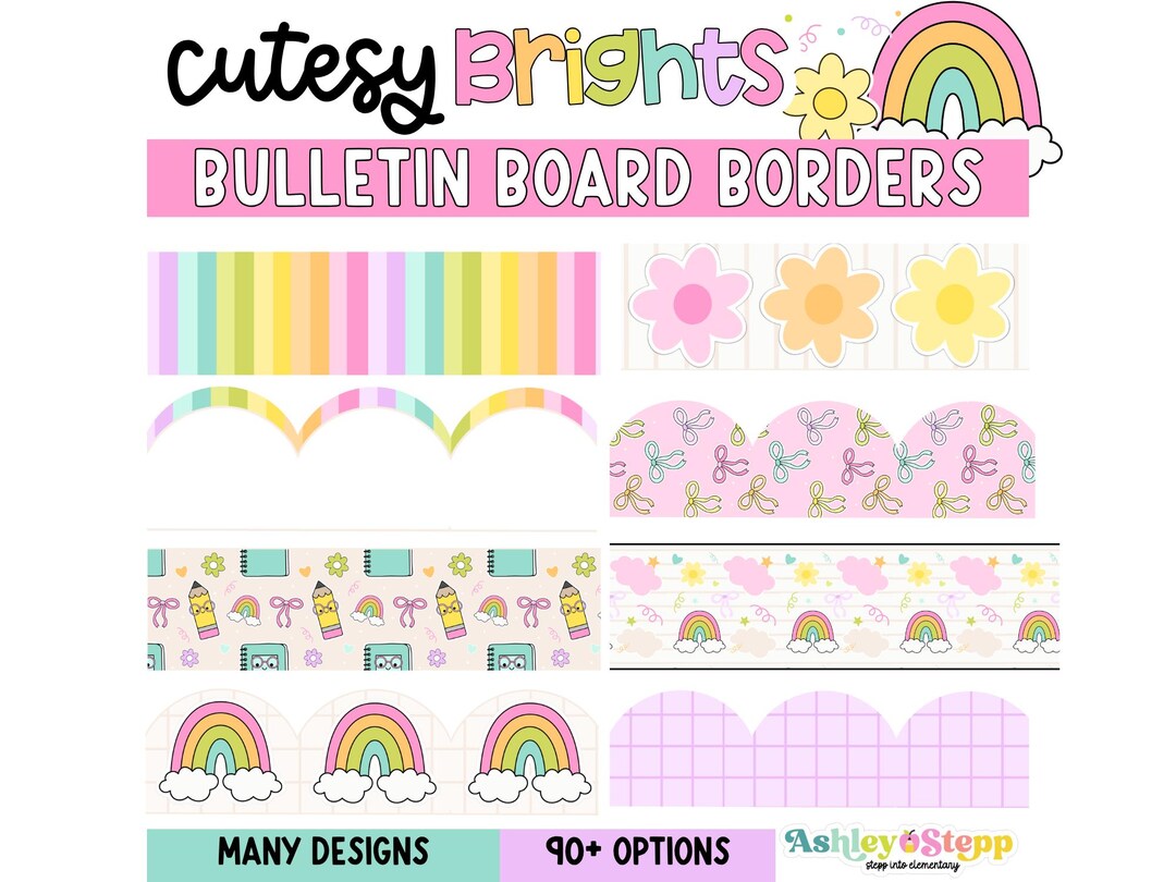 Pastel Classroom Bulletin Board Border Set | Cutesy Brights Decor (PDF ...