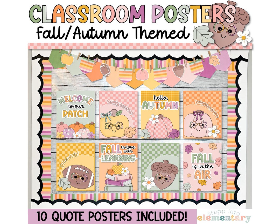 Fall Classroom Posters Set | Cutesy Fall Inspirational Posters | Autumn ...