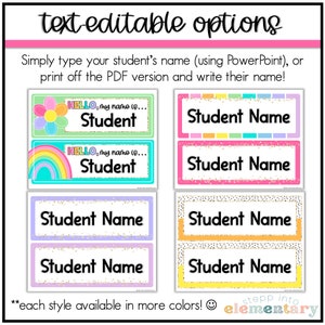 Dreamy Brights Student Name Plates | Desk Plate Tags | Editable ...