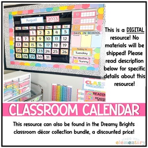 Dreamy Brights Classroom Calendar Set | Pocket Chart | Trendy + Bright ...