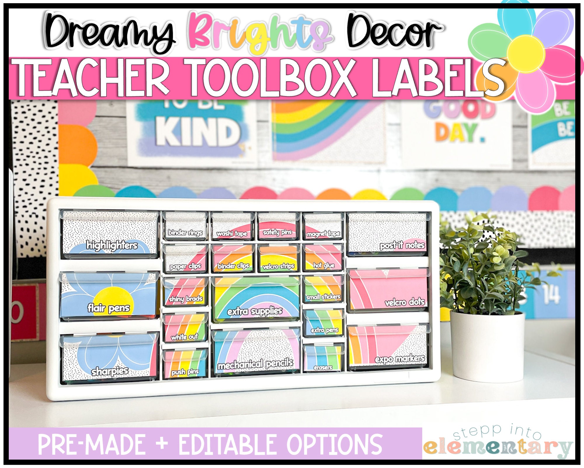 Dreamy Brights Teacher Toolbox Labels Classroom Organization - Etsy