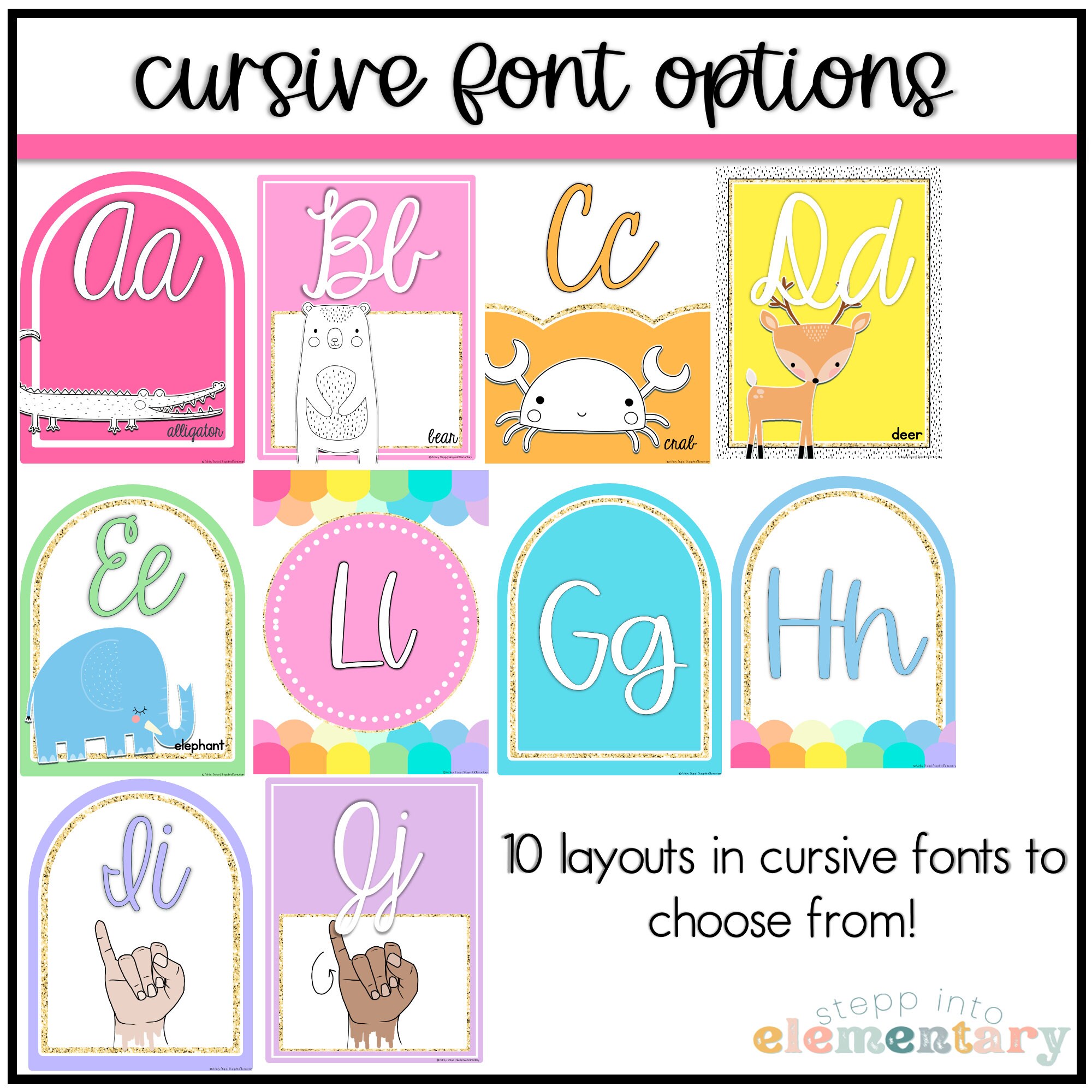 Dreamy Brights Alphabet Posters Print Cursive Alphabet - Etsy