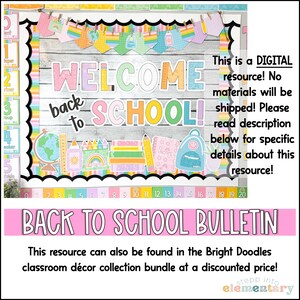 Bright Doodles Bulletin Board Kit | Back to School Decor (digital ...