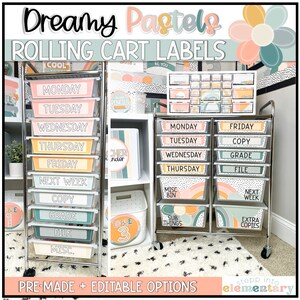 Dreamy Pastels Rolling Cart Labels | Teacher Cart | Classroom ...