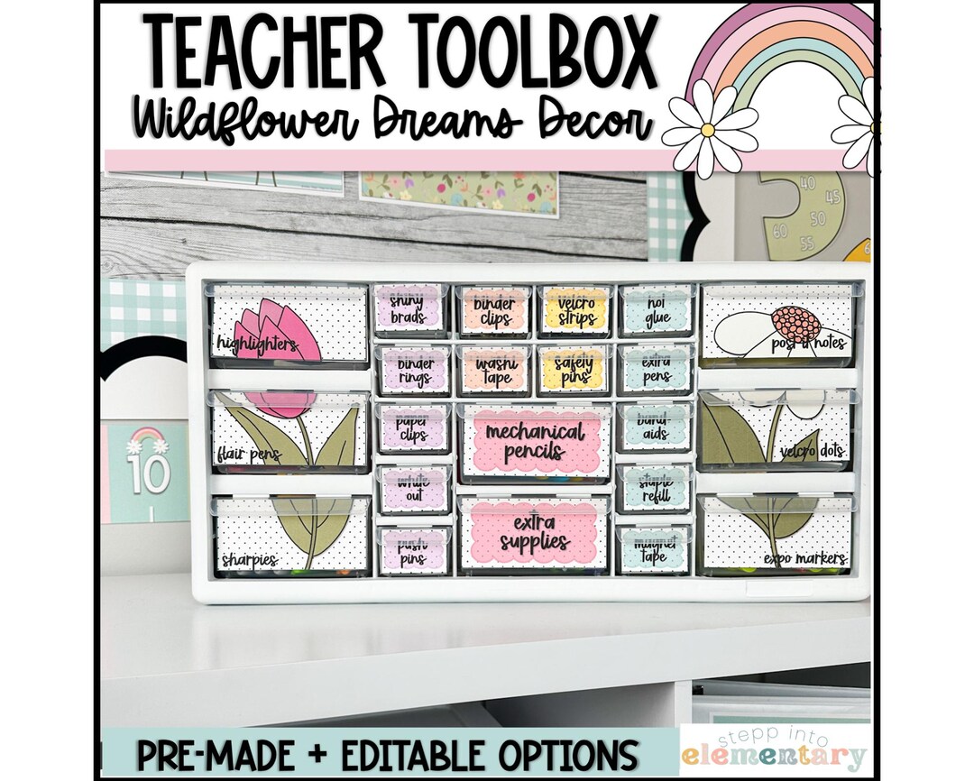 Wildflower Dreams Teacher Toolbox Labels | Classroom Organization ...