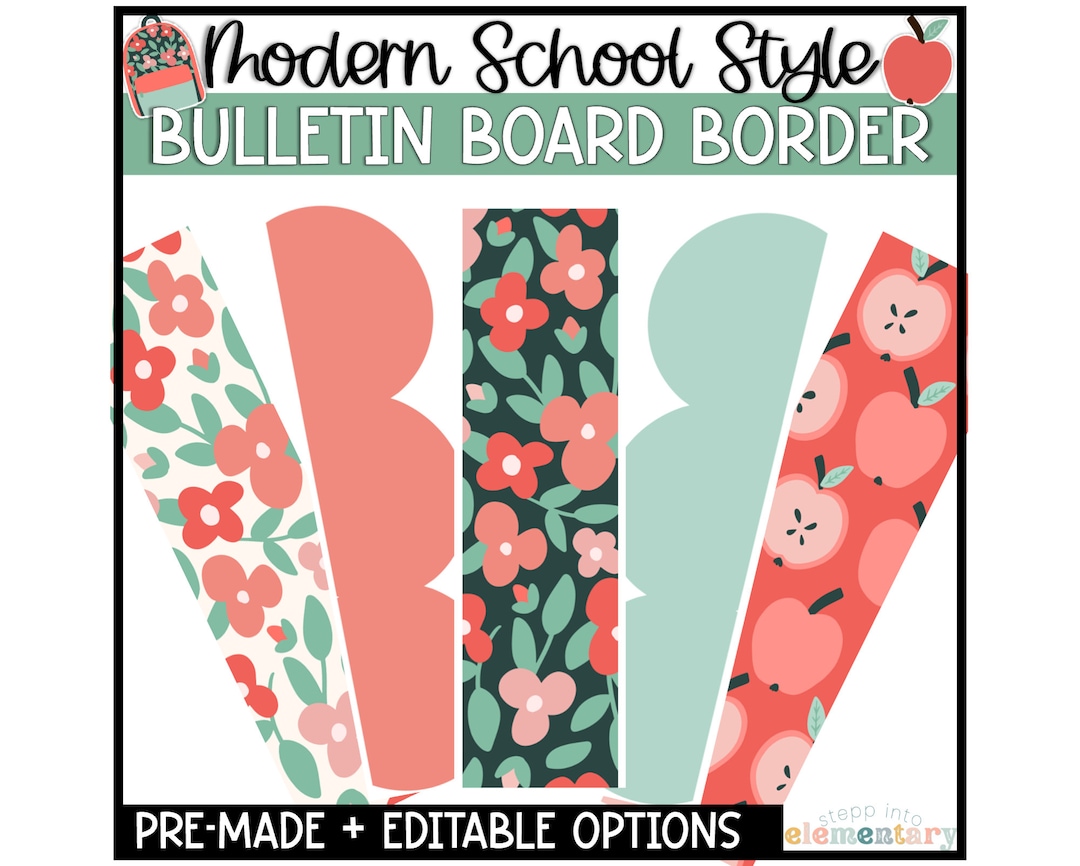 Modern School Style Bulletin Board Border Set | Trendy + Modern ...