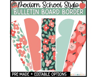 Pastel School Style Bulletin Board Border Set Trendy Modern Classroom ...