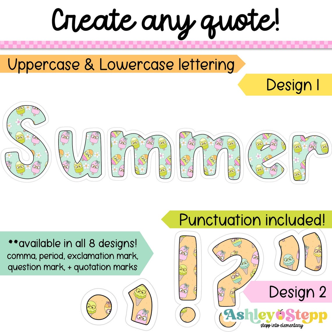 Summer Bulletin Board Letters | Ice Cream Theme Classroom Decor (PDF ...