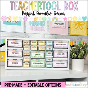 Bright Doodles Teacher Toolbox Labels | Editable Classroom Decor ...