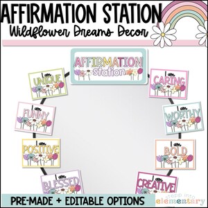 Wildflower Dreams Affirmation Station | Student Affirmations | Editable ...