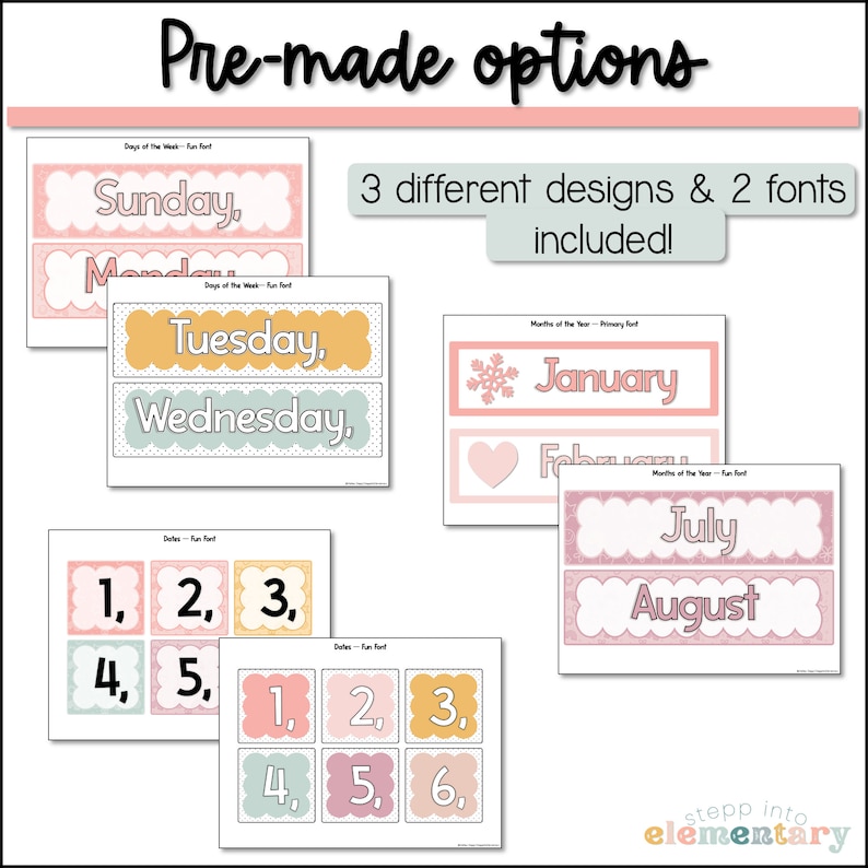Pastel Doodles Flip Calendar | Classroom Decor (digital Download) - Etsy