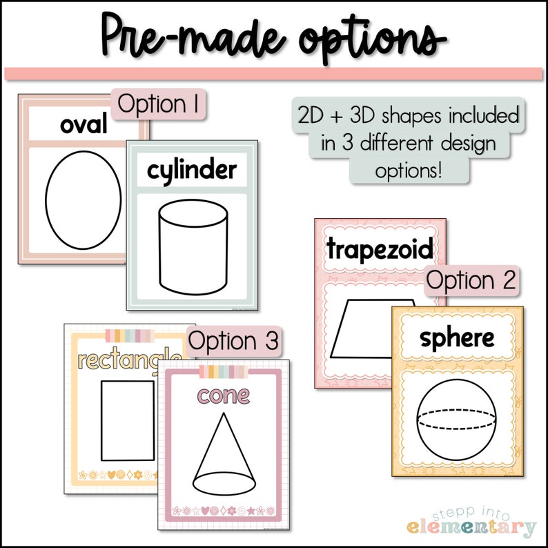 Pastel Doodles Shape Posters | 2D 3D Math Decor (digital Download) - Etsy
