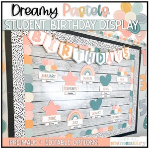 Dreamy Pastels Student Birthday Display | Student Birthdays | Bulletin ...