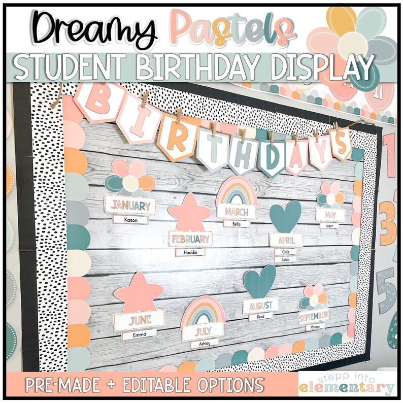 Dreamy Pastels Student Birthday Display Student Birthdays - Etsy