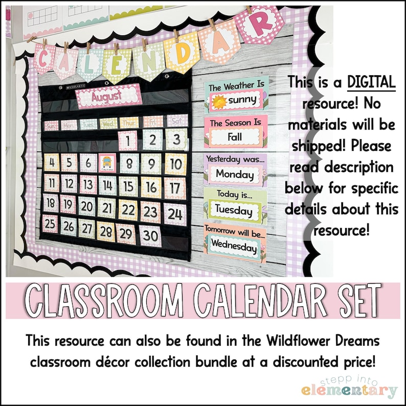 Wildflower Classroom Calendar Set | Modern Teacher Decor (digital ...