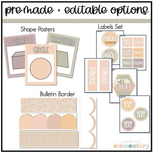 Vintage Boho Classroom Decor Bundle | Neutral Colors, Editable - Etsy
