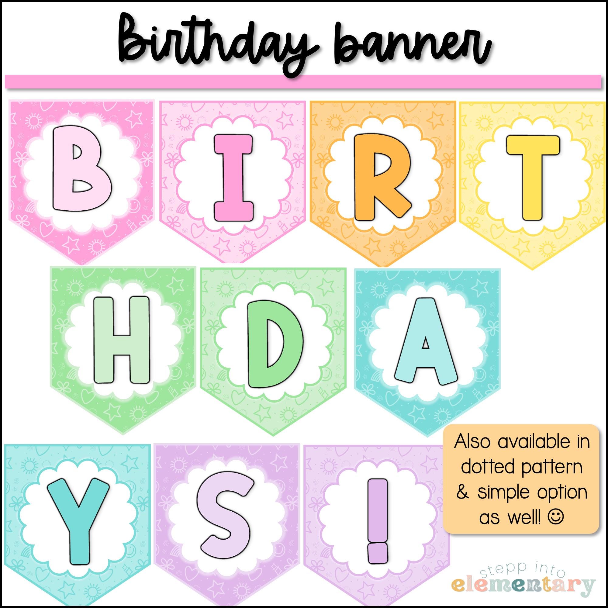 Bright Doodles Student Birthday Bulletin Board Decor (digital Download ...