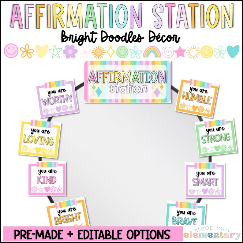 Bright Doodles Affirmation Station | Student Affirmations | Editable ...