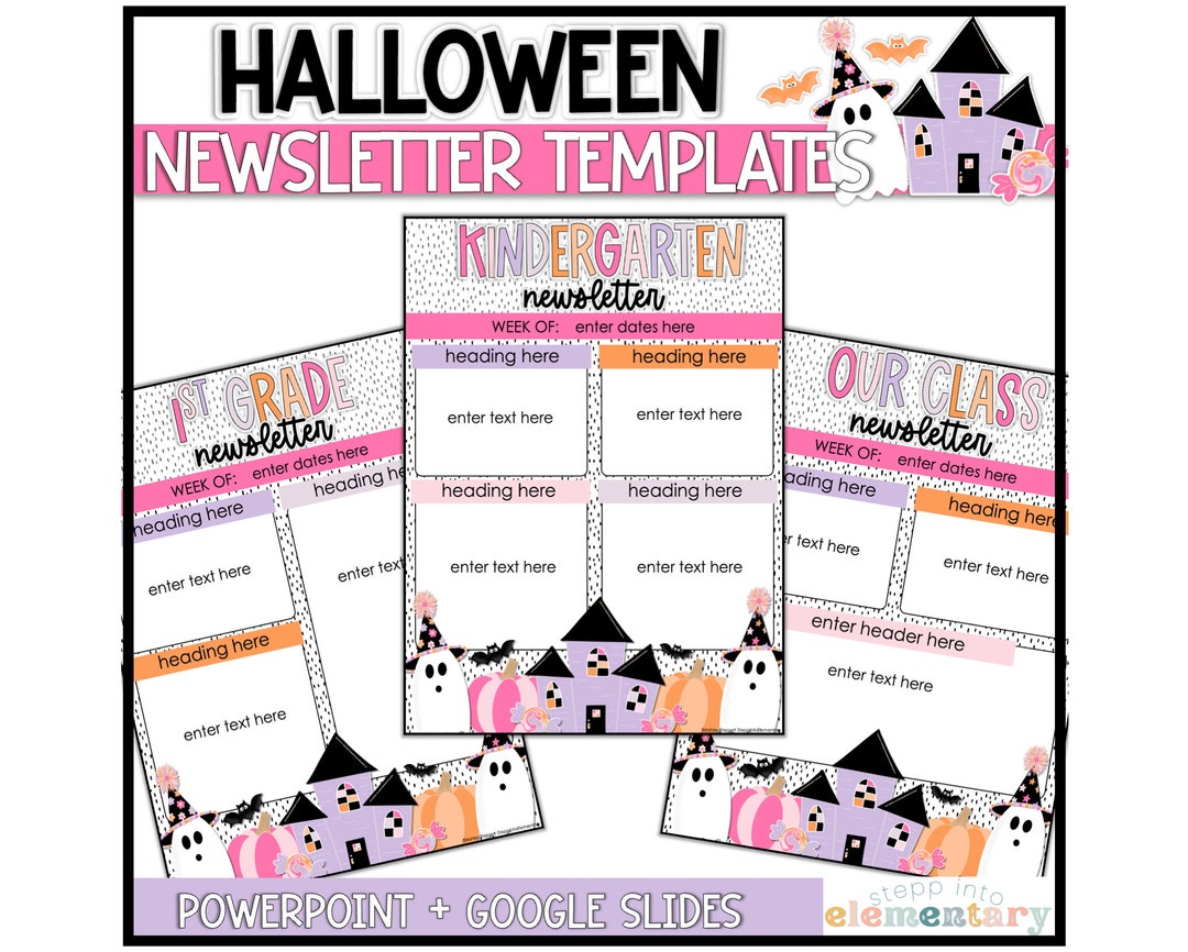 Halloween Classroom Newsletter Templates | Editable Calendar (digital ...