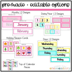 Dreamy Brights Classroom Calendar Set | Pocket Chart (digital Download ...