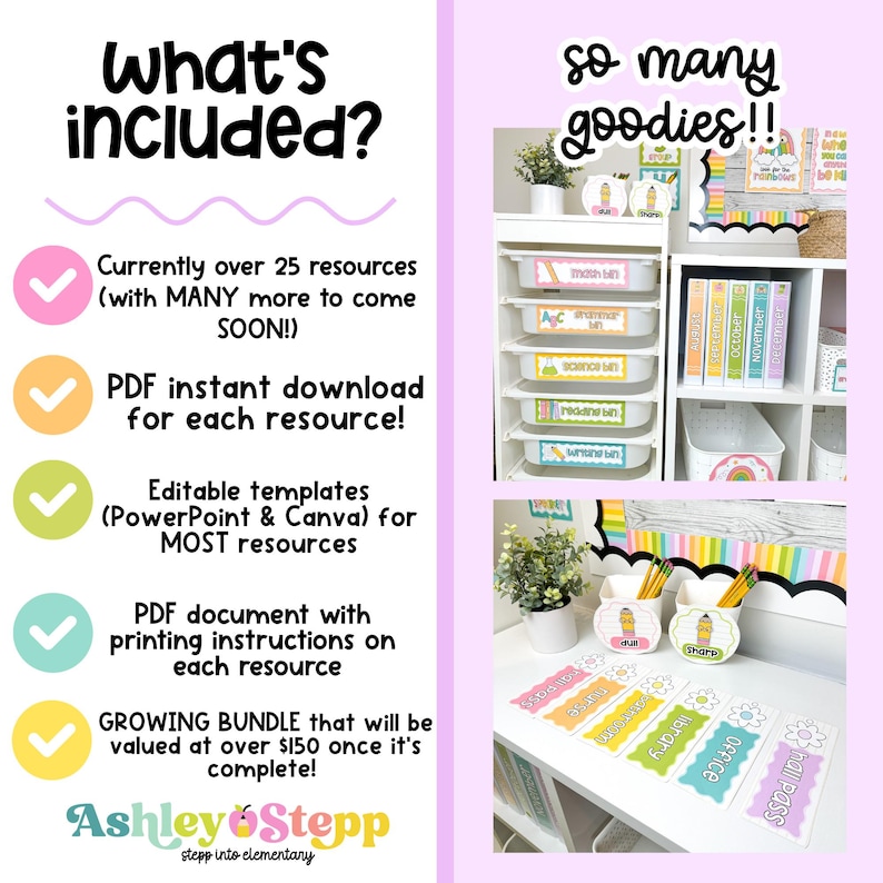 Cutesy Brights Classroom Decor MEGA Bundle | Pastel & Bright, 50 ...
