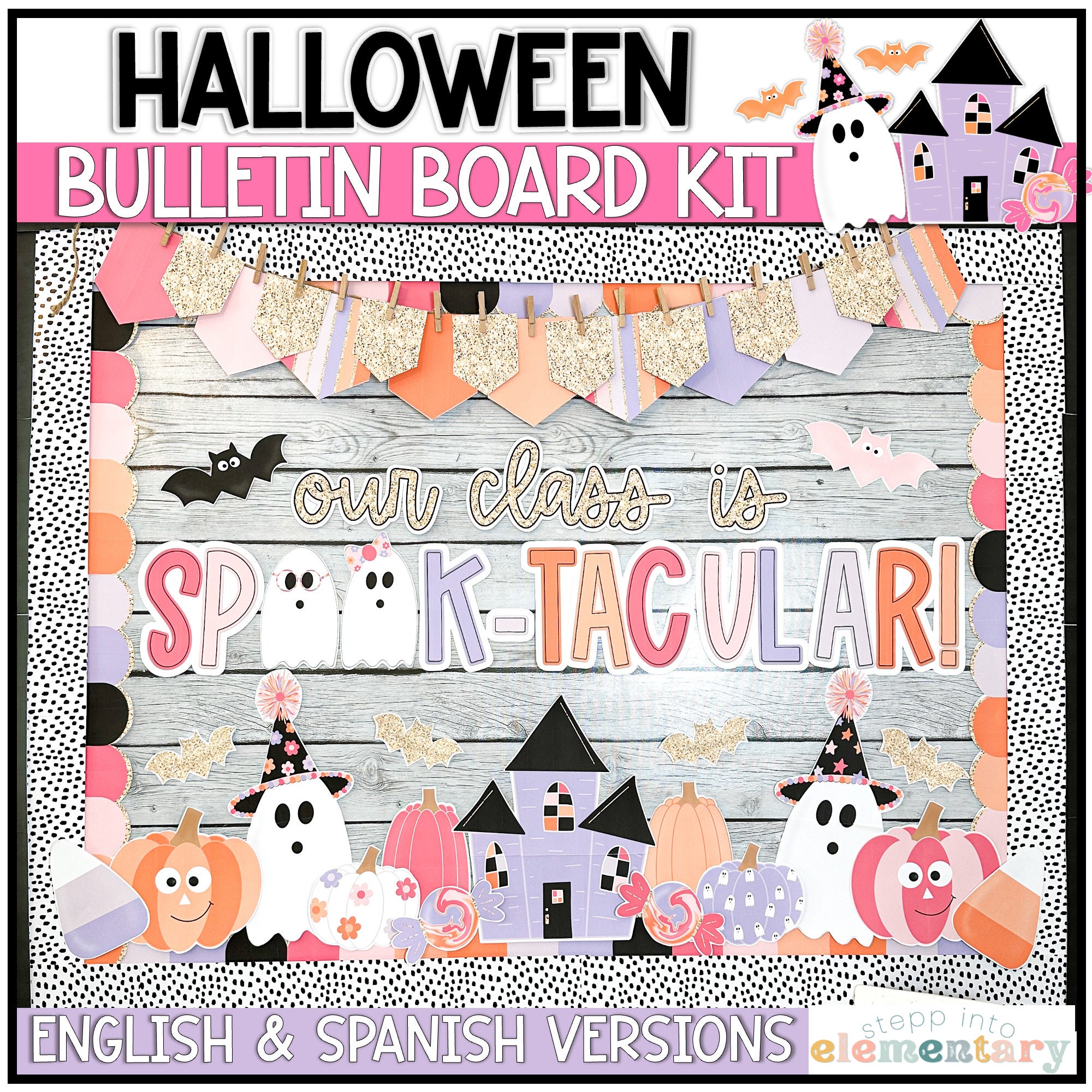 Spooky Halloween Classroom Bulletin Board Kit | English & Spanish ...