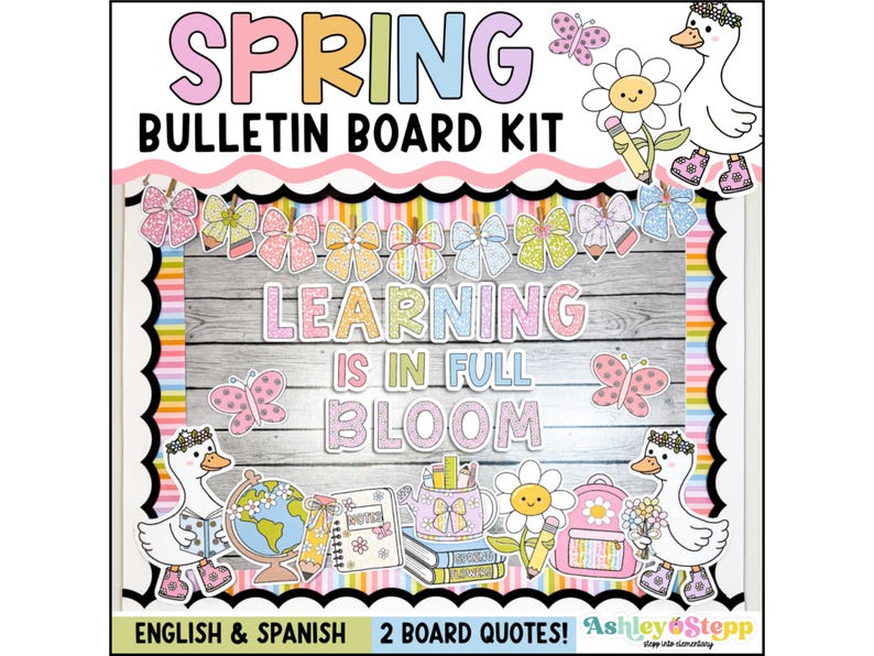 Spring Bulletin Board Kit | Goose & Flower Classroom Decor (digital ...