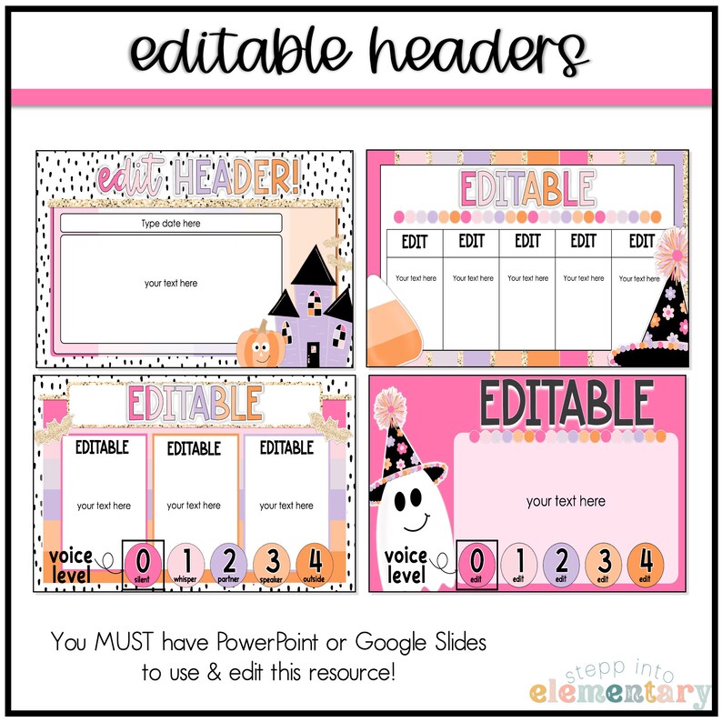 Trendy Halloween Classroom Slides | Over 280 Editable Slides (digital ...