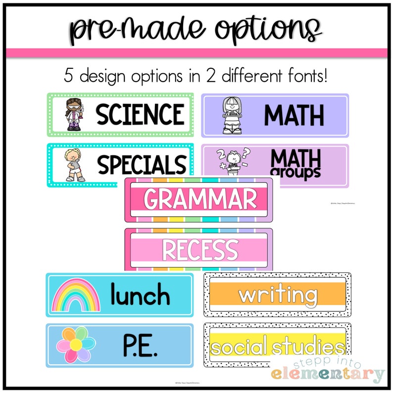 Dreamy Brights Daily Schedule Display & Cards | Editable | Trendy ...