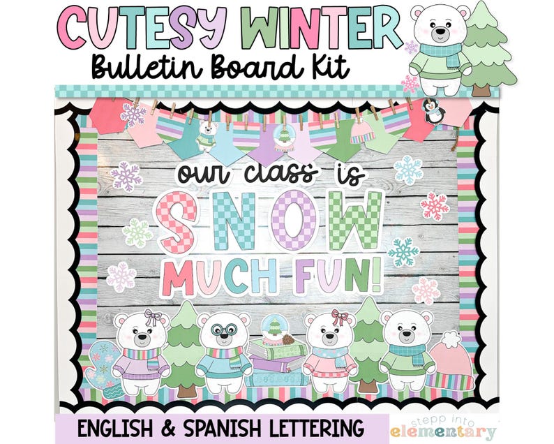 Winter Bulletin Board Kit | Cutesy Winter Decor | Bulletin Board Kit ...
