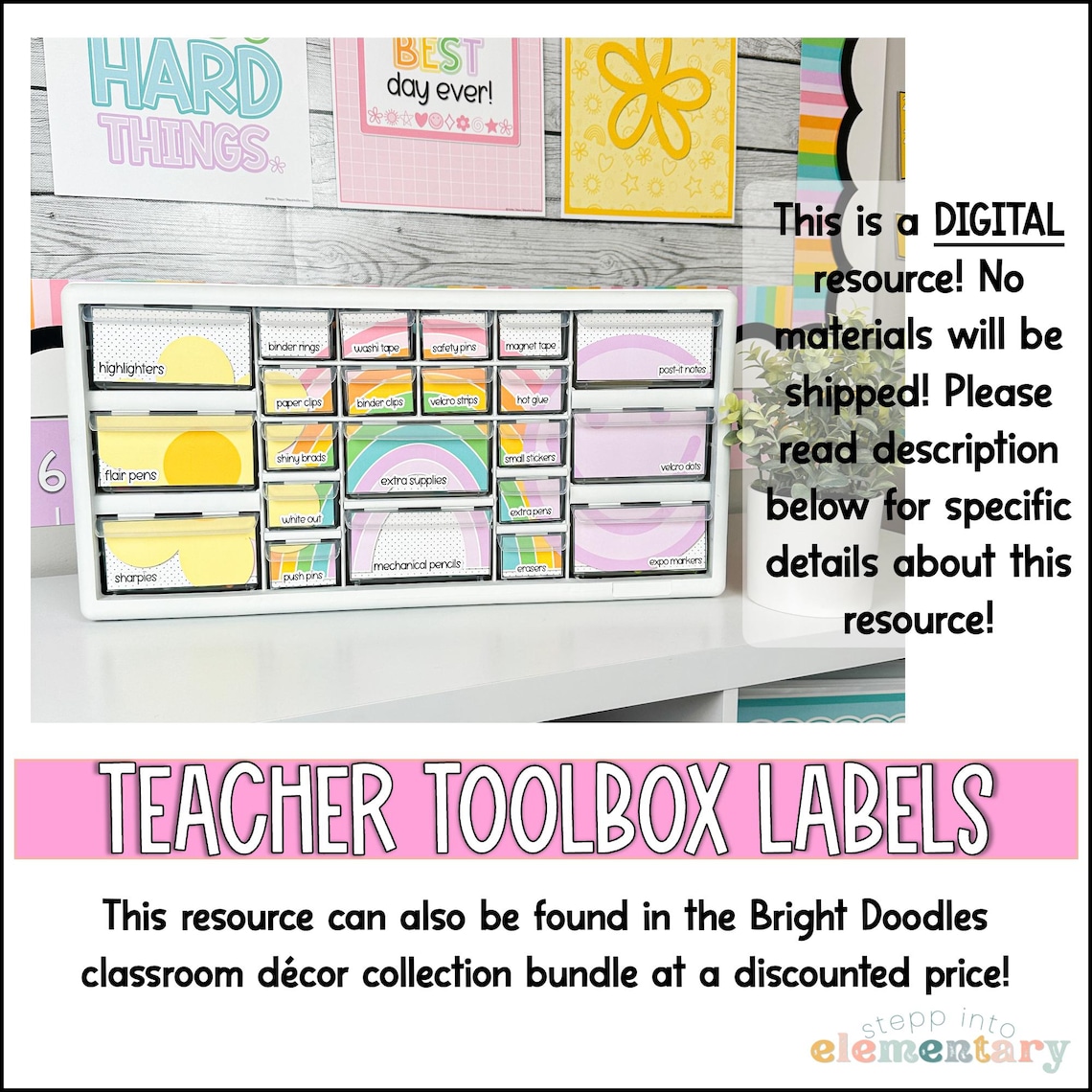 Bright Doodles Teacher Toolbox Labels | Editable Classroom Decor ...