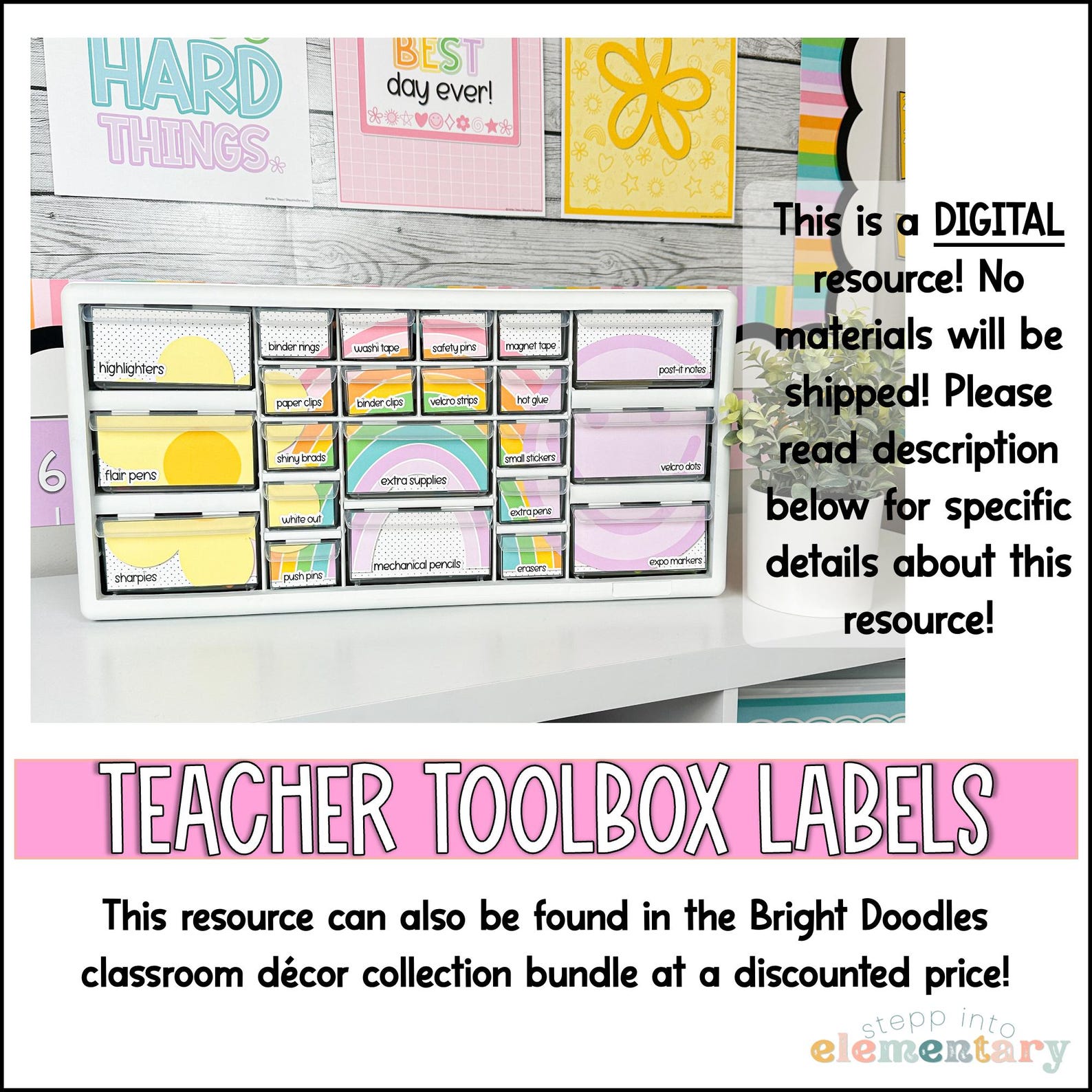 Bright Doodles Teacher Toolbox Labels | Editable Classroom Decor ...