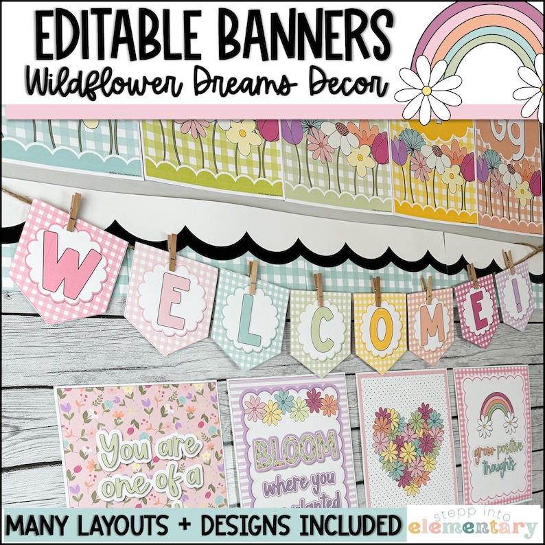 Wildflower Dreams Editable Banner Set | Bulletin Board | Trendy ...