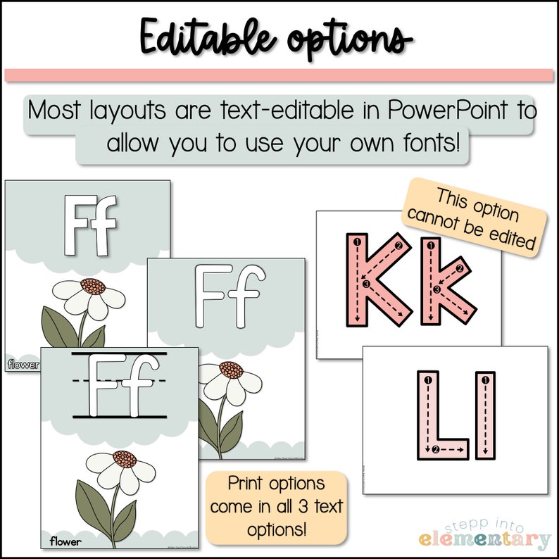 Pastel Doodles Alphabet Posters | Print + Cursive Alphabet | Editable ...