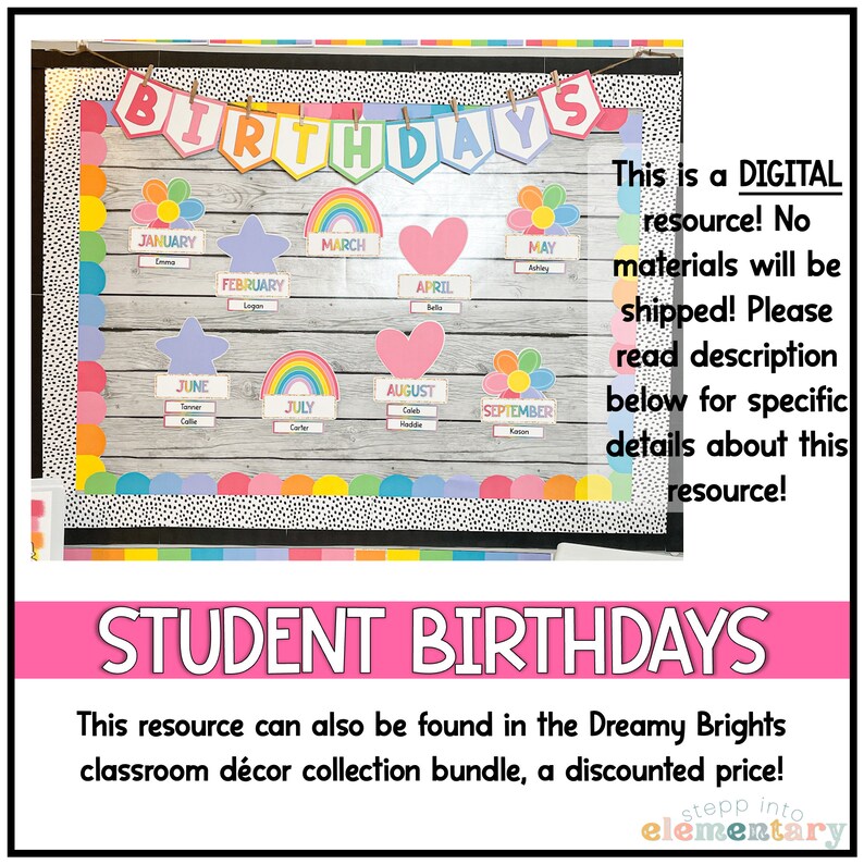 Dreamy Brights Student Birthday Display | Student Birthdays | Bulletin ...