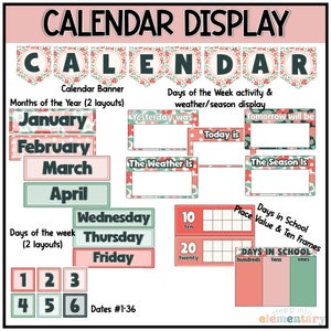 Modern School Style Classroom Calendar Kit | Pocket Chart | Trendy ...